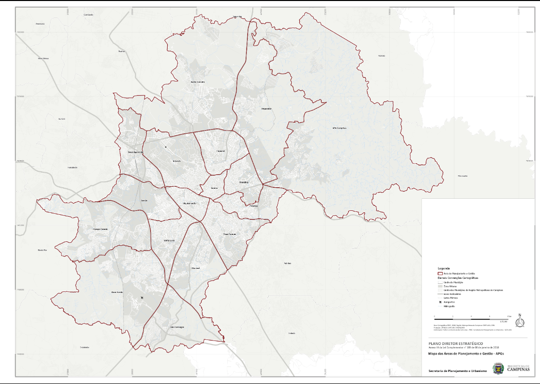 Mapa das áreas de planejamento e gestão de Campinas – Coleções